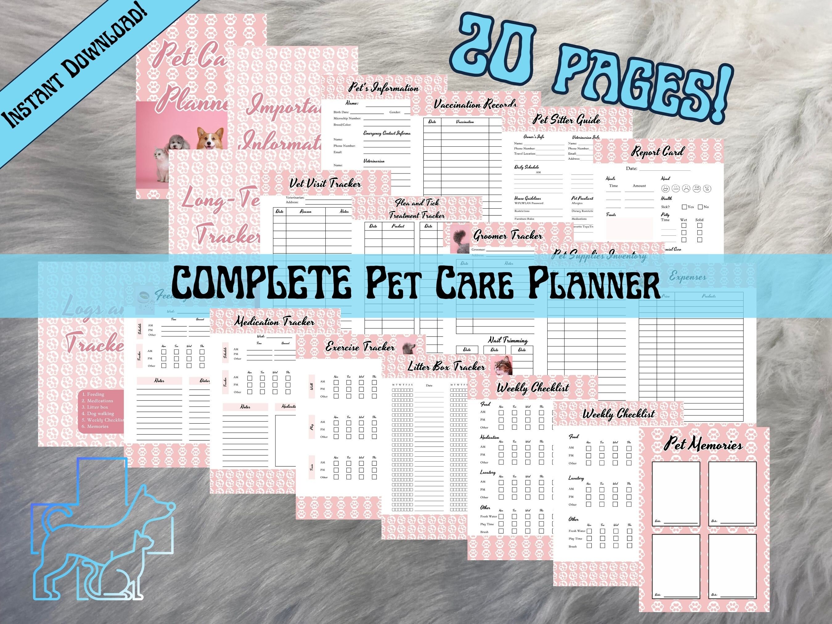 Complete Pet Care Planner Printable Dog and Cat Care Tracker - Etsy