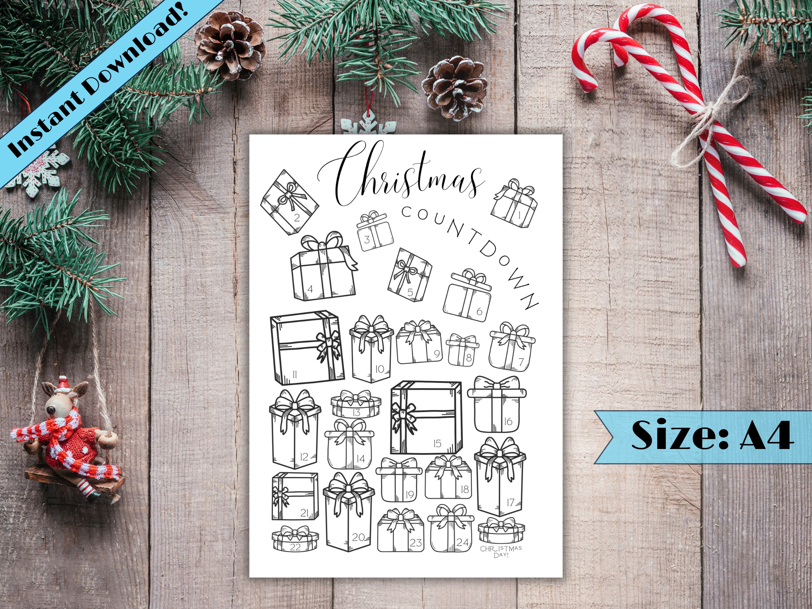 Printable Christmas Countdown Coloring Page Advent Calendar Christmas ...
