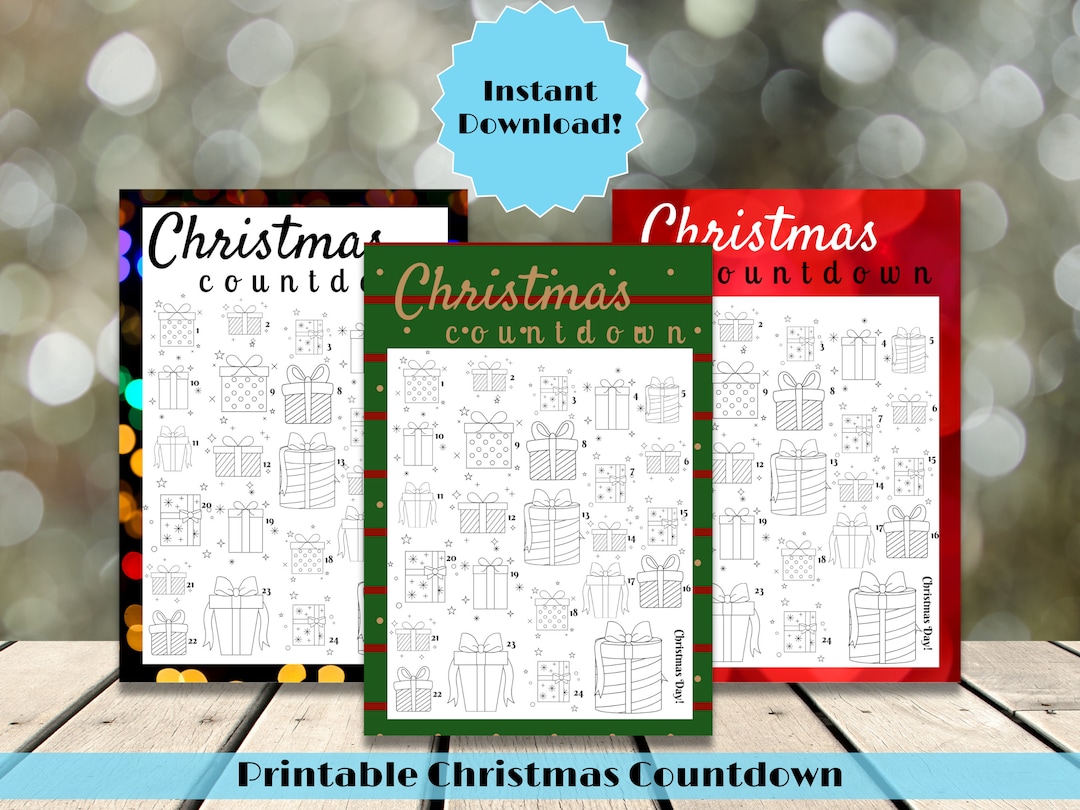 Printable Christmas Countdown Coloring Page Advent Calendar - Etsy