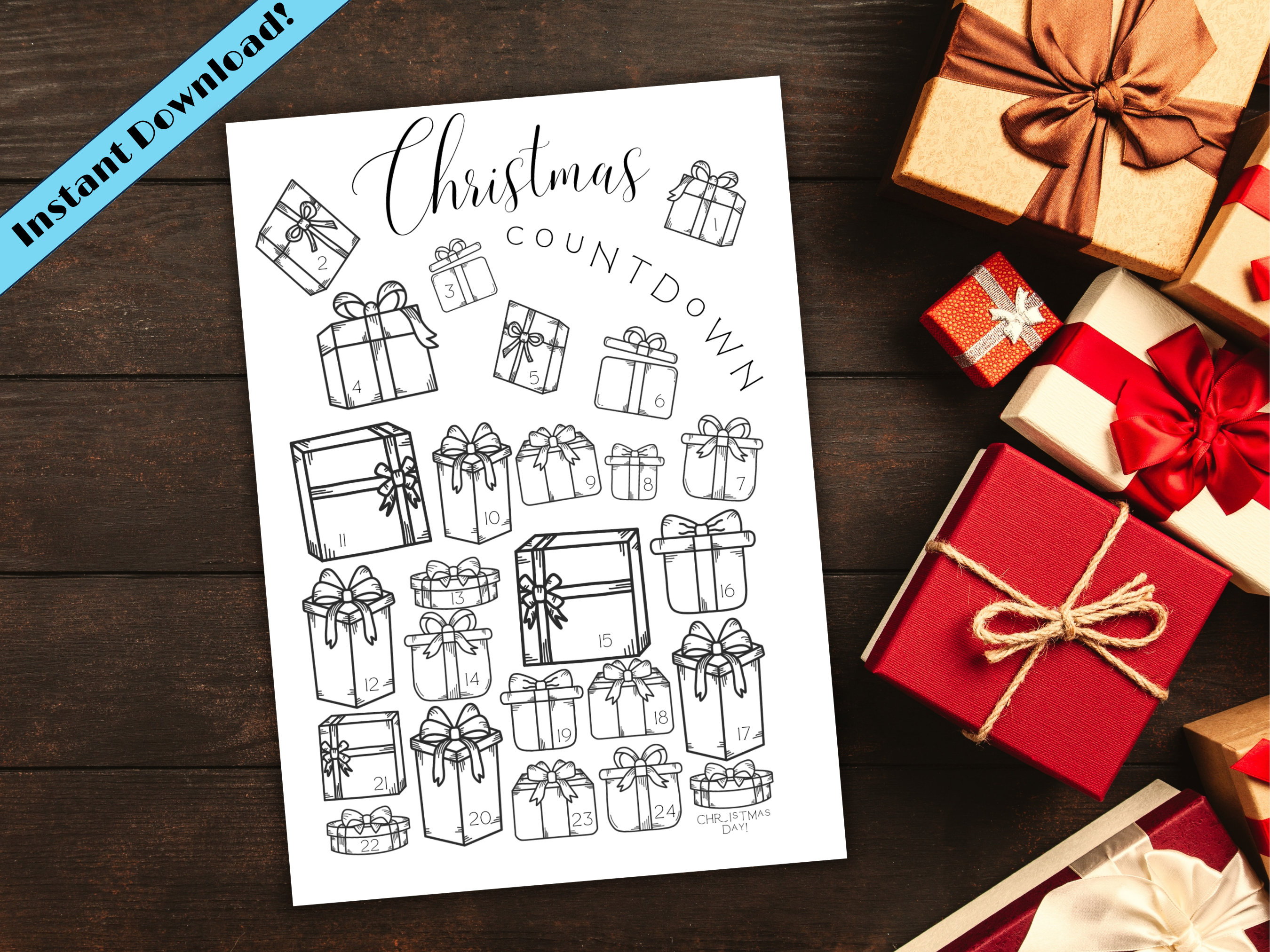 Printable Christmas Countdown Coloring Page Advent Calendar Christmas ...