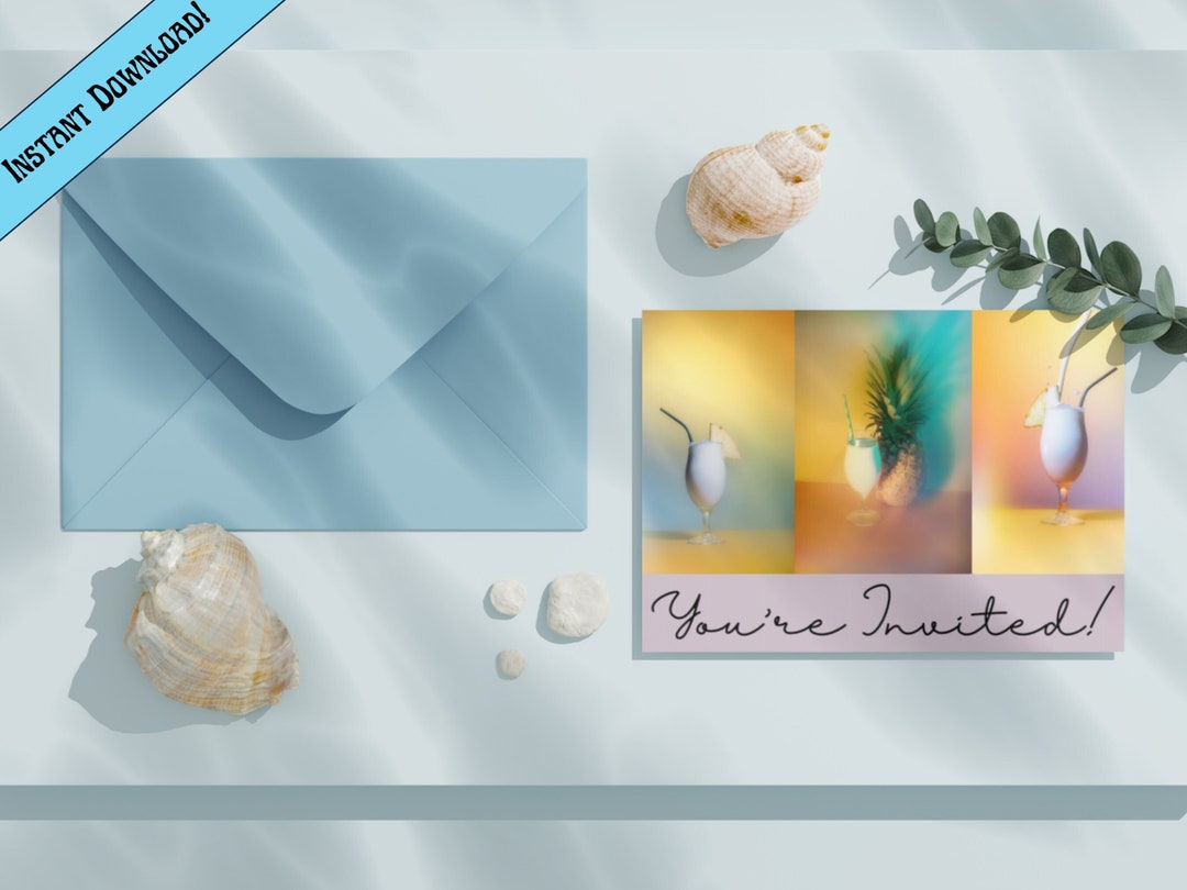 PRINTABLE Pool Party Invite Cocktail Summer Invitation for - Etsy