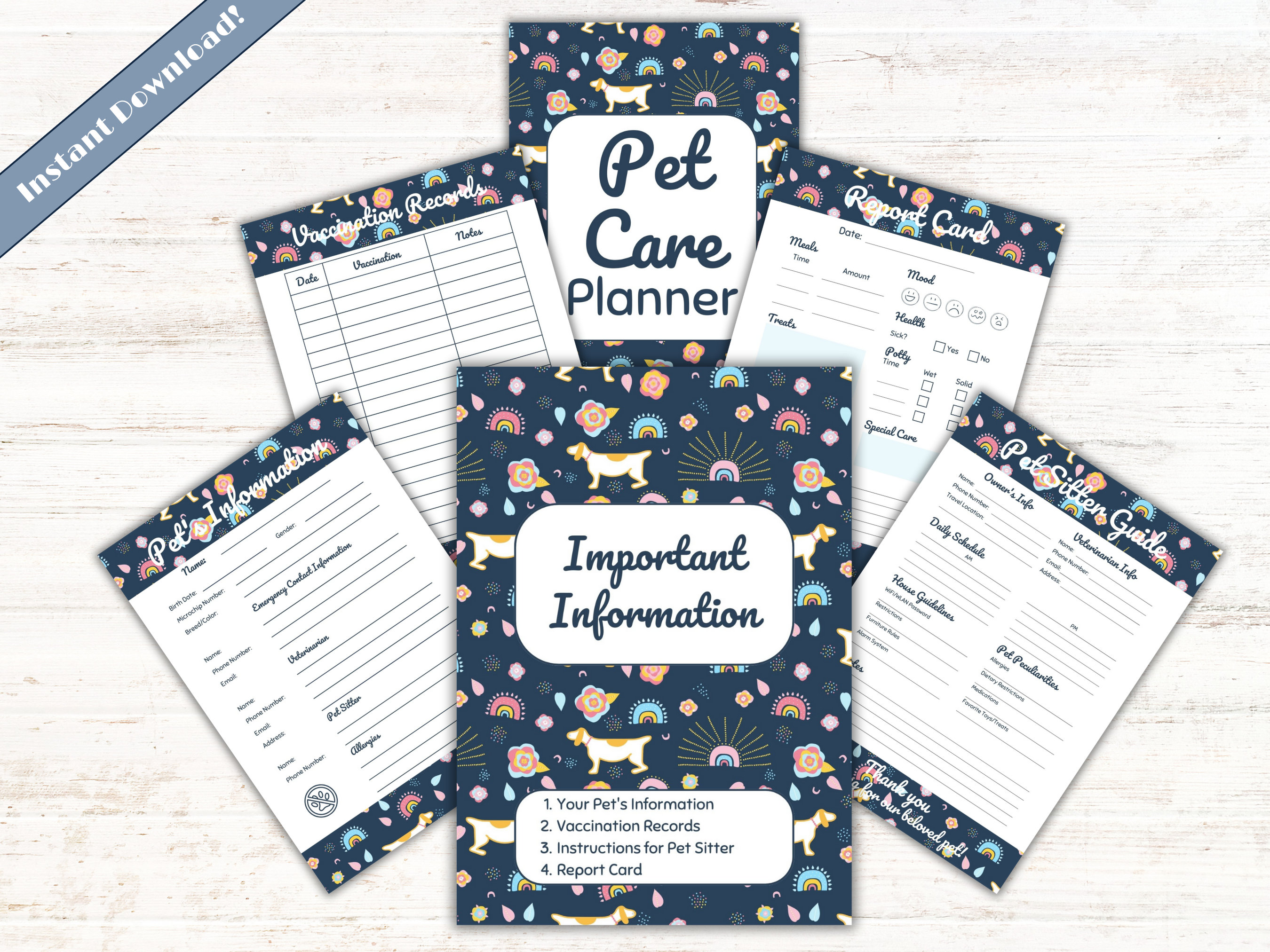 Complete Pet Care Planner Printable Dog and Cat Care Tracker, Pet ...