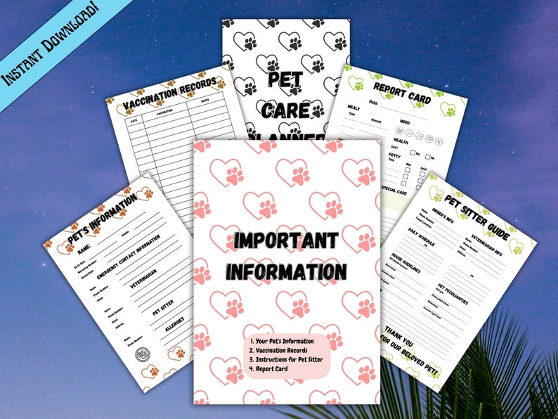 Complete Pet Care Planner Printable Dog and Cat Care Tracker - Etsy