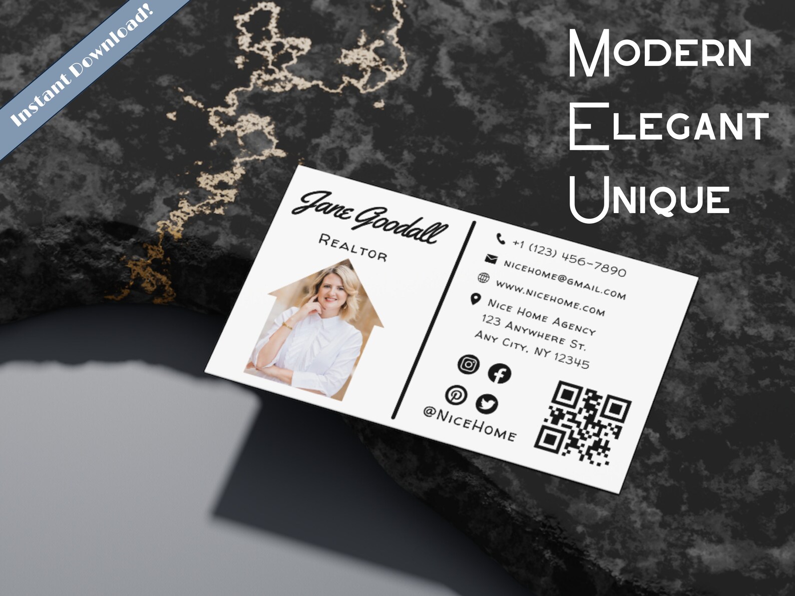 EDITABLE Real Estate Business Card Template Printable and - Etsy