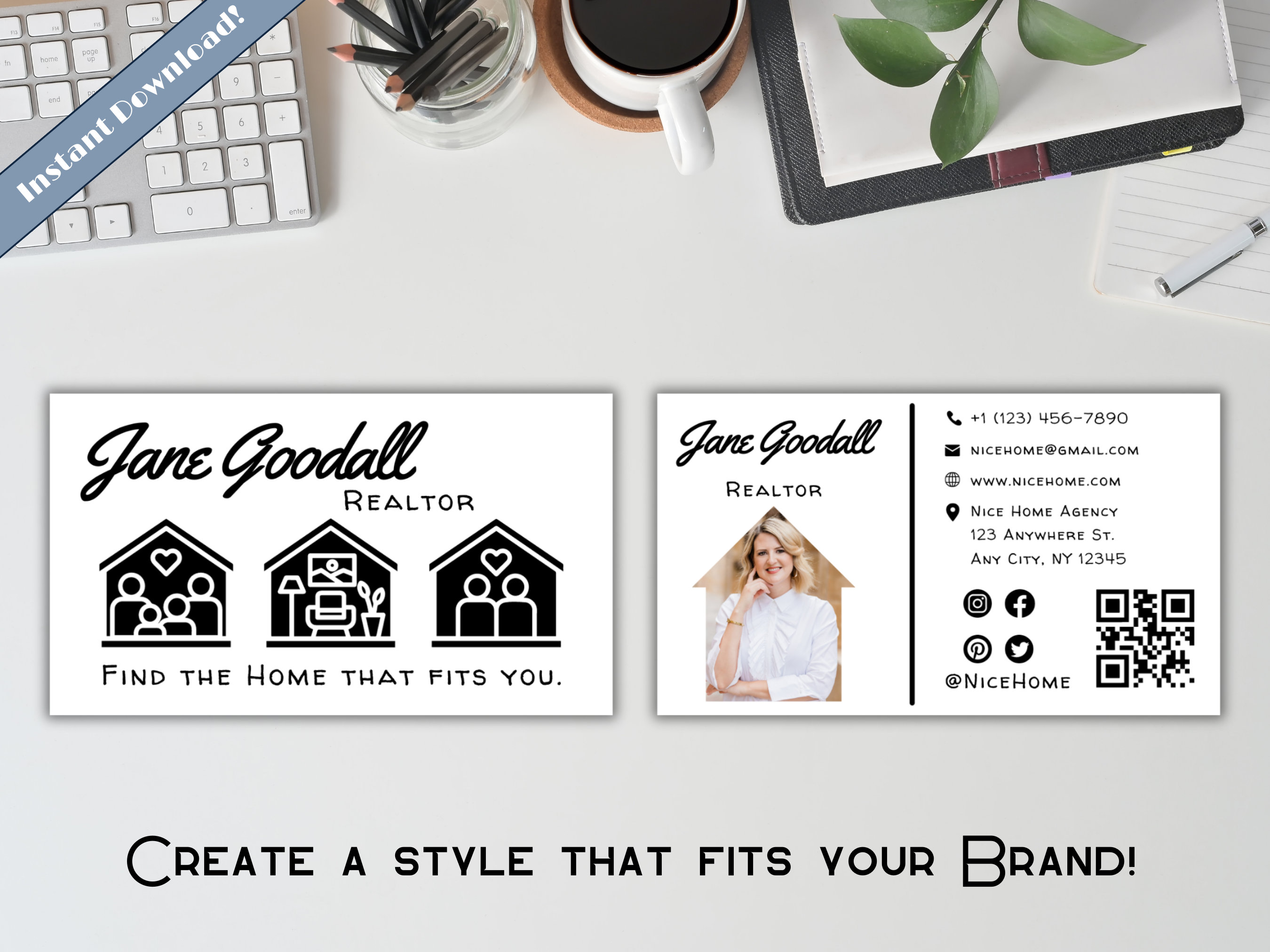EDITABLE Real Estate Business Card Template Printable and - Etsy
