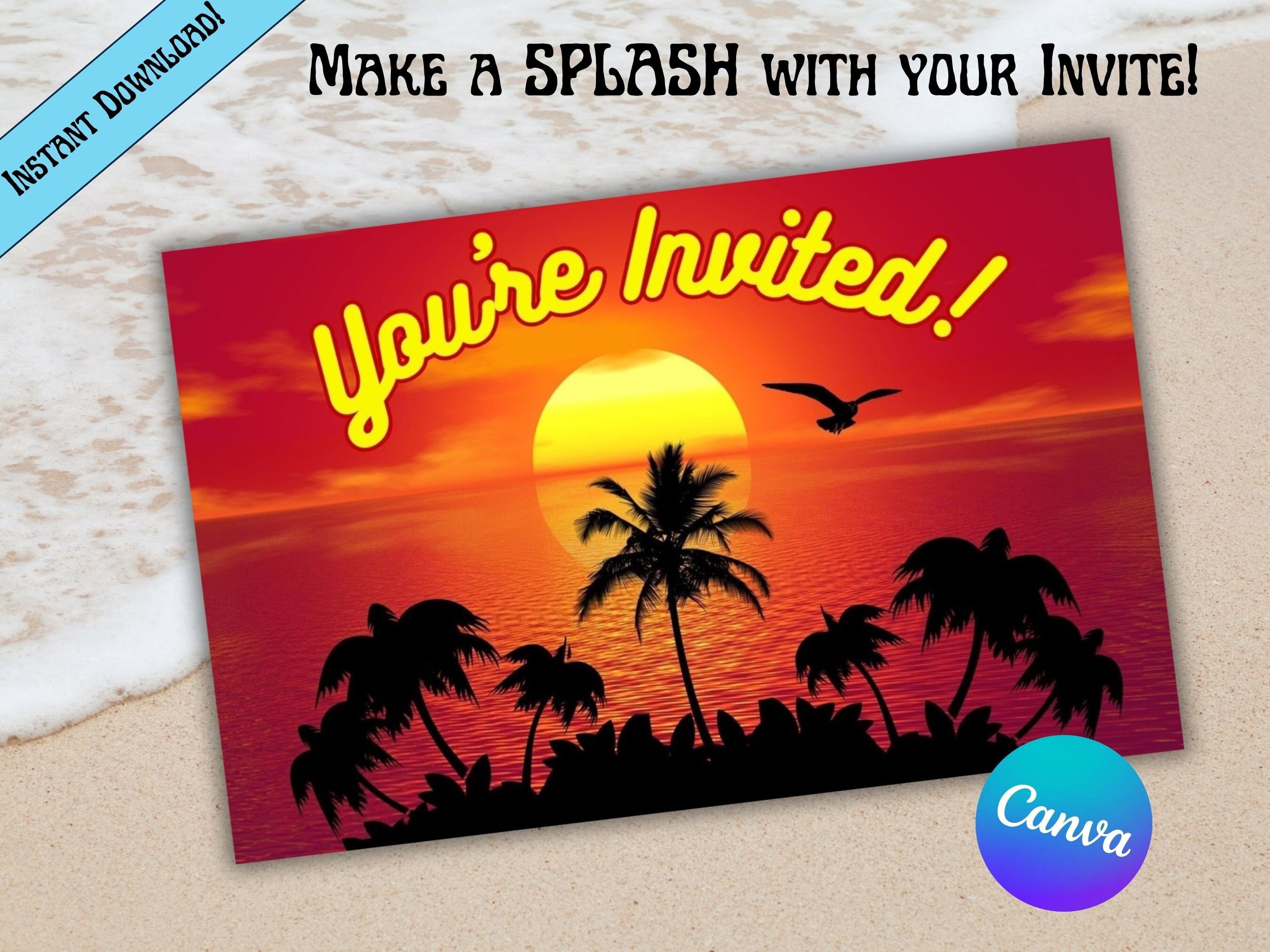 PRINTABLE Aloha Luau Party Invite Hawaiian Summer Invitation for Adult ...