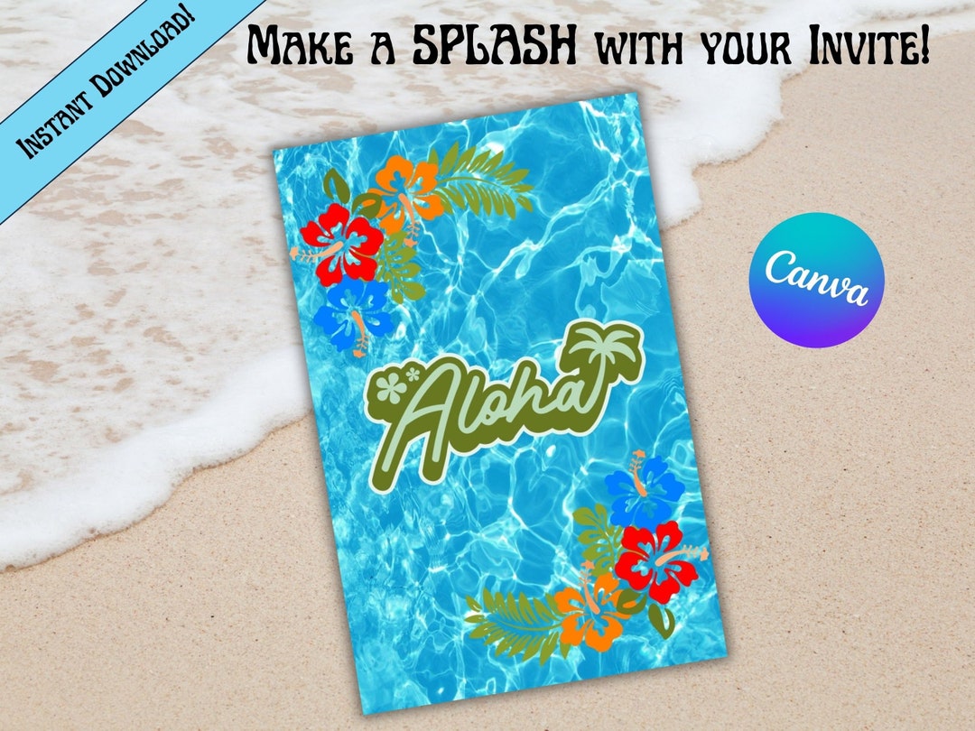 PRINTABLE Aloha Luau Party Invite Hawaiian Summer Invitation for Adult ...