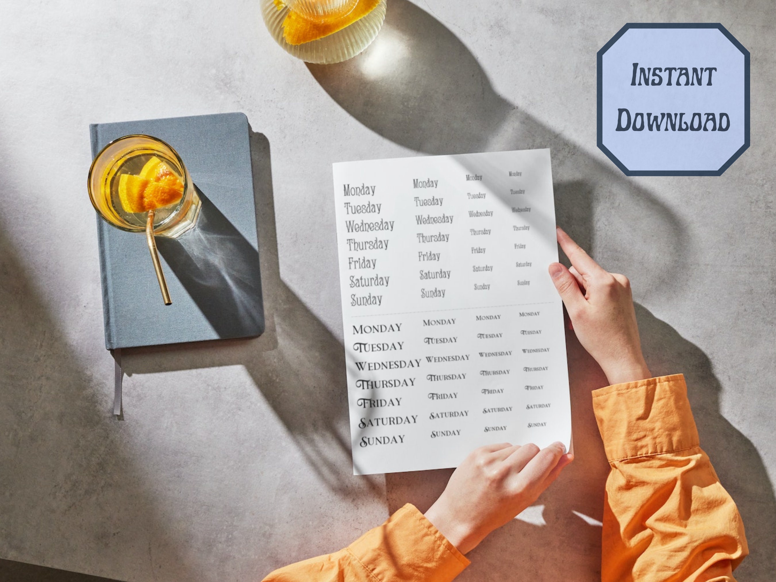 Days of the Week Printable Bullet Journal Variety Pack Instant Download ...