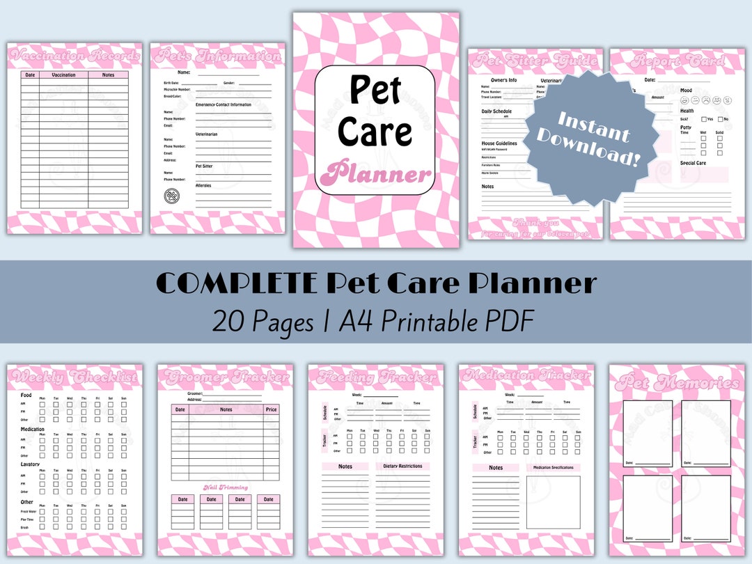 Complete Pet Care Planner Printable Dog and Cat Care Tracker, Pet ...
