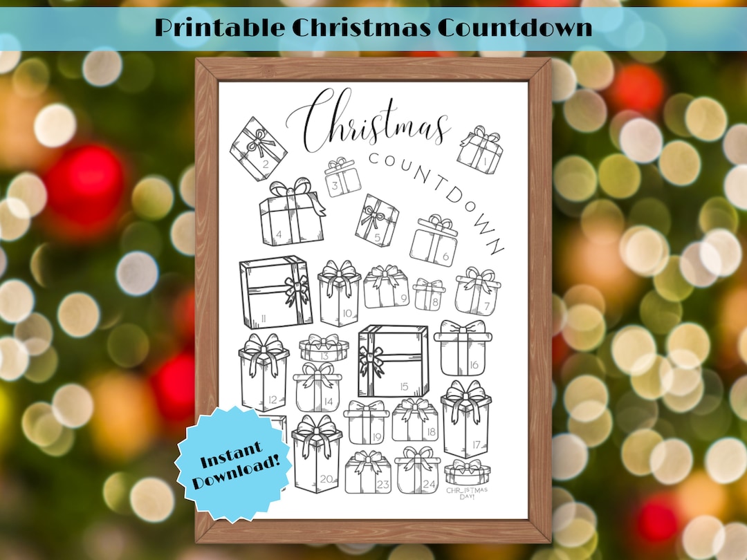 Printable Christmas Countdown Coloring Page Advent Calendar Christmas ...