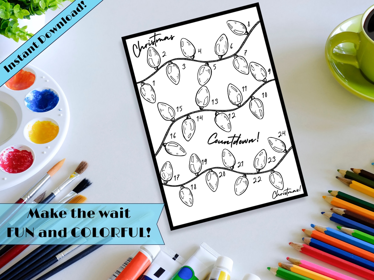 Printable Christmas Countdown Coloring Page Advent Calendar Christmas ...