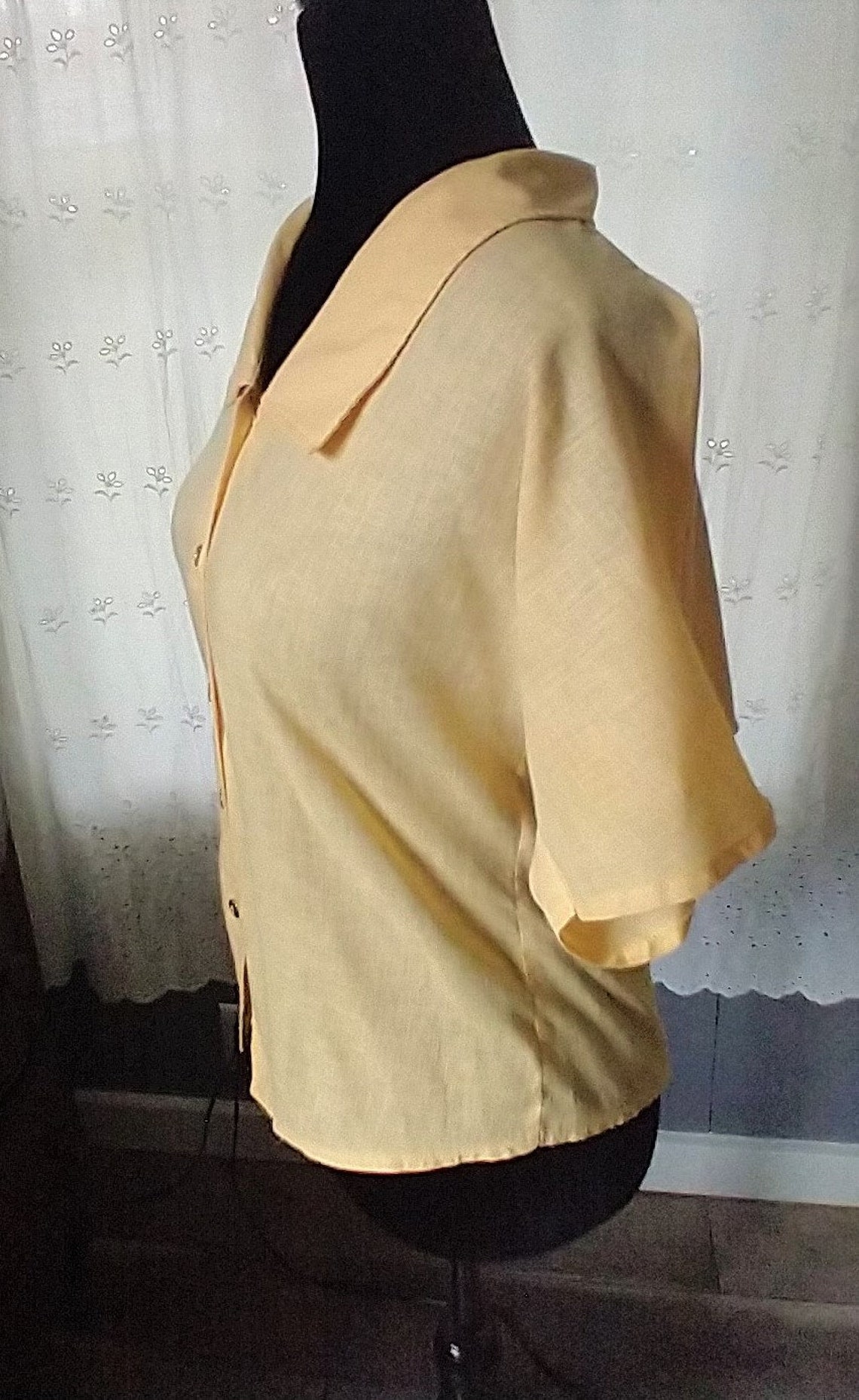 Gorgeous Creamy Yellow Half Sleeve Button up Blouse - Etsy