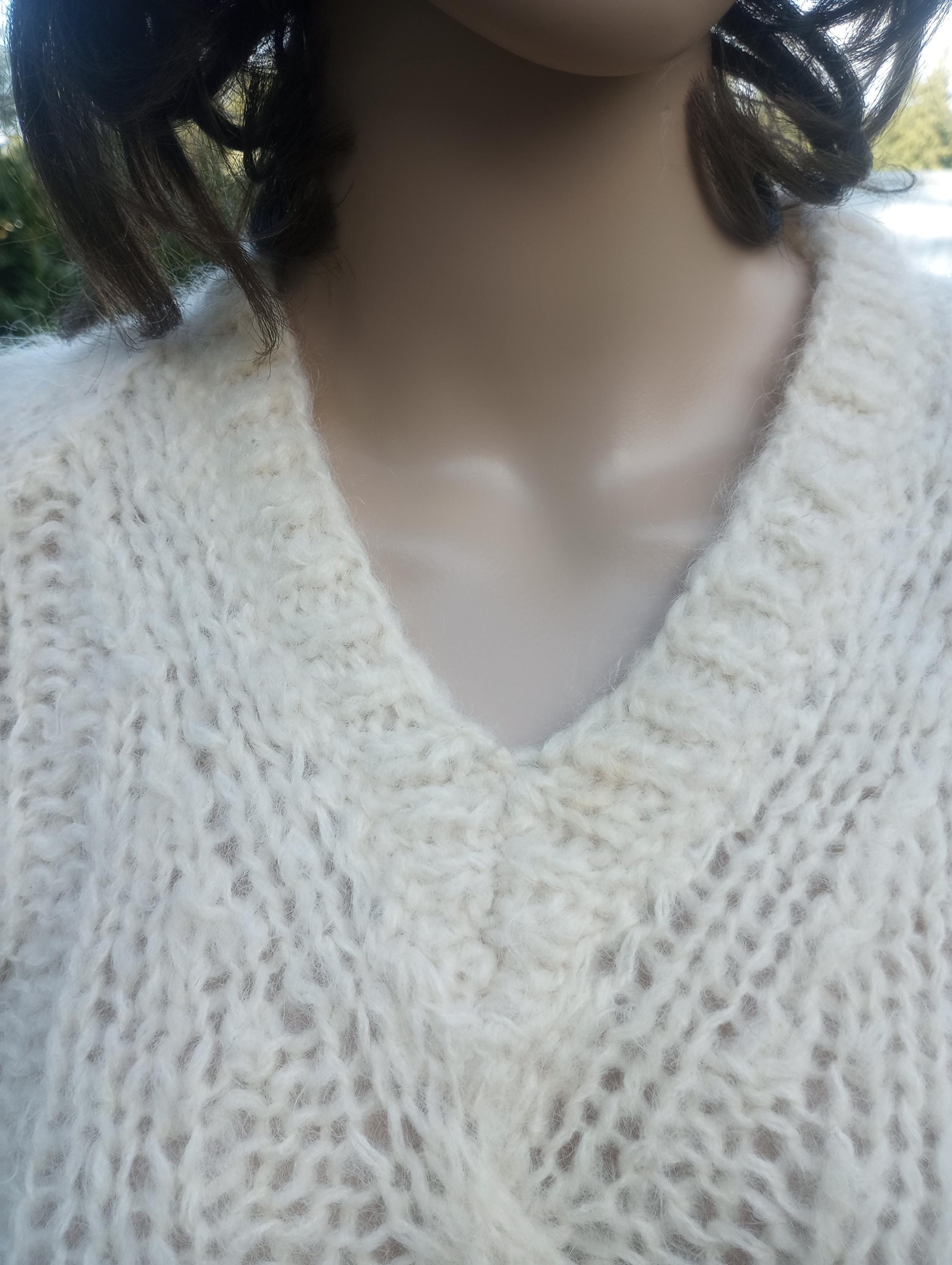 Vintage Handknit Italian Tami V Neck Mohair, Wool and Nylon Sweater ...