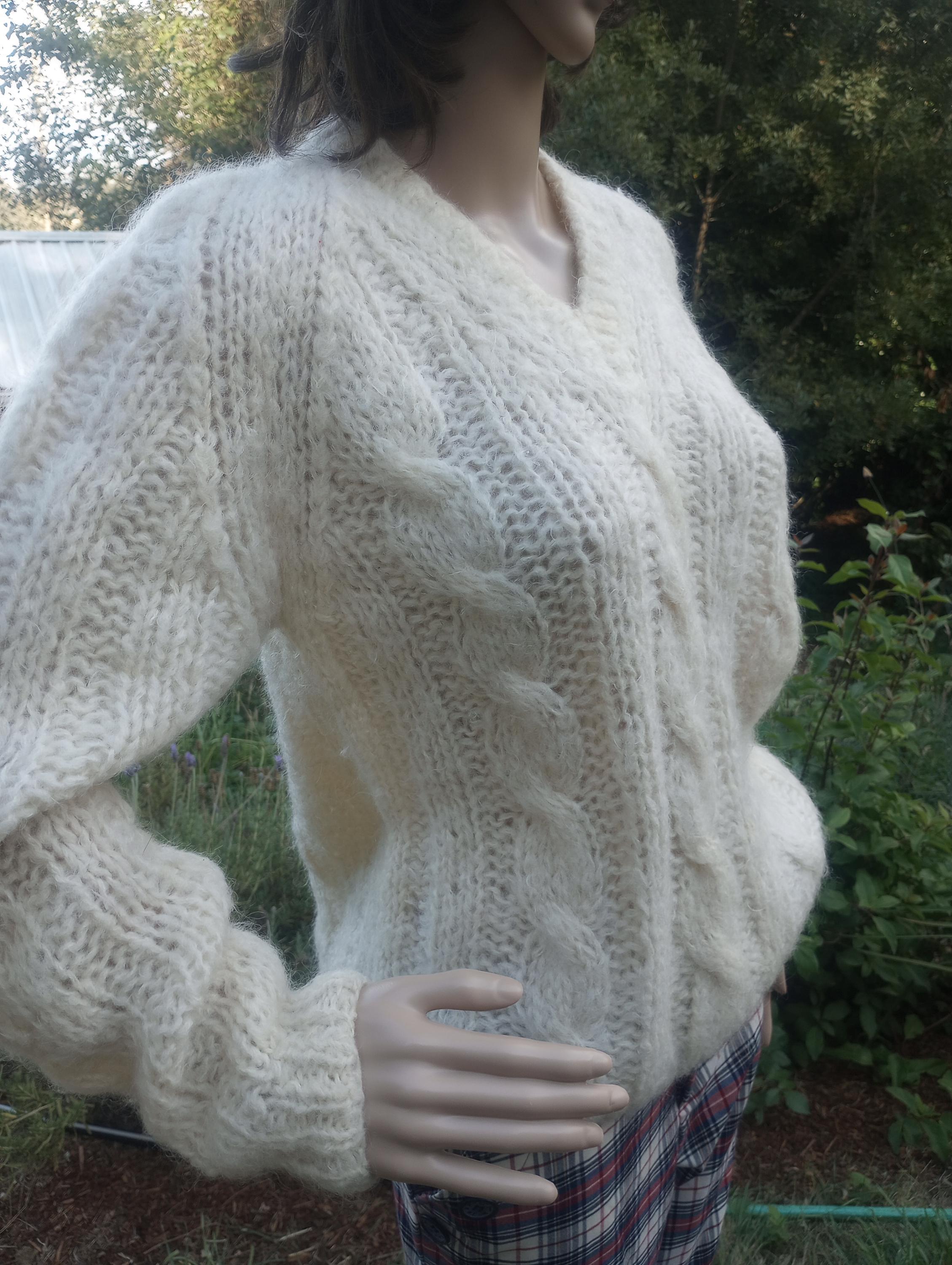 Vintage Handknit Italian Tami V Neck Mohair, Wool and Nylon Sweater ...