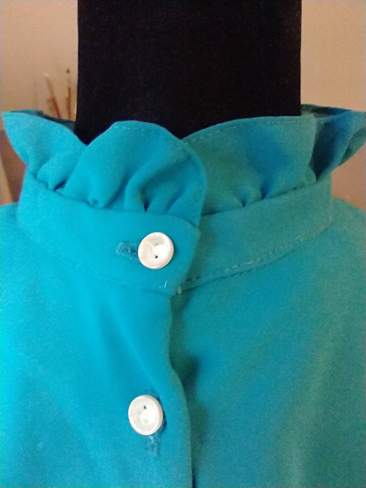 1980s Teal Blue Stunning High Ruffle Neck Blouse Cape Collar - Etsy