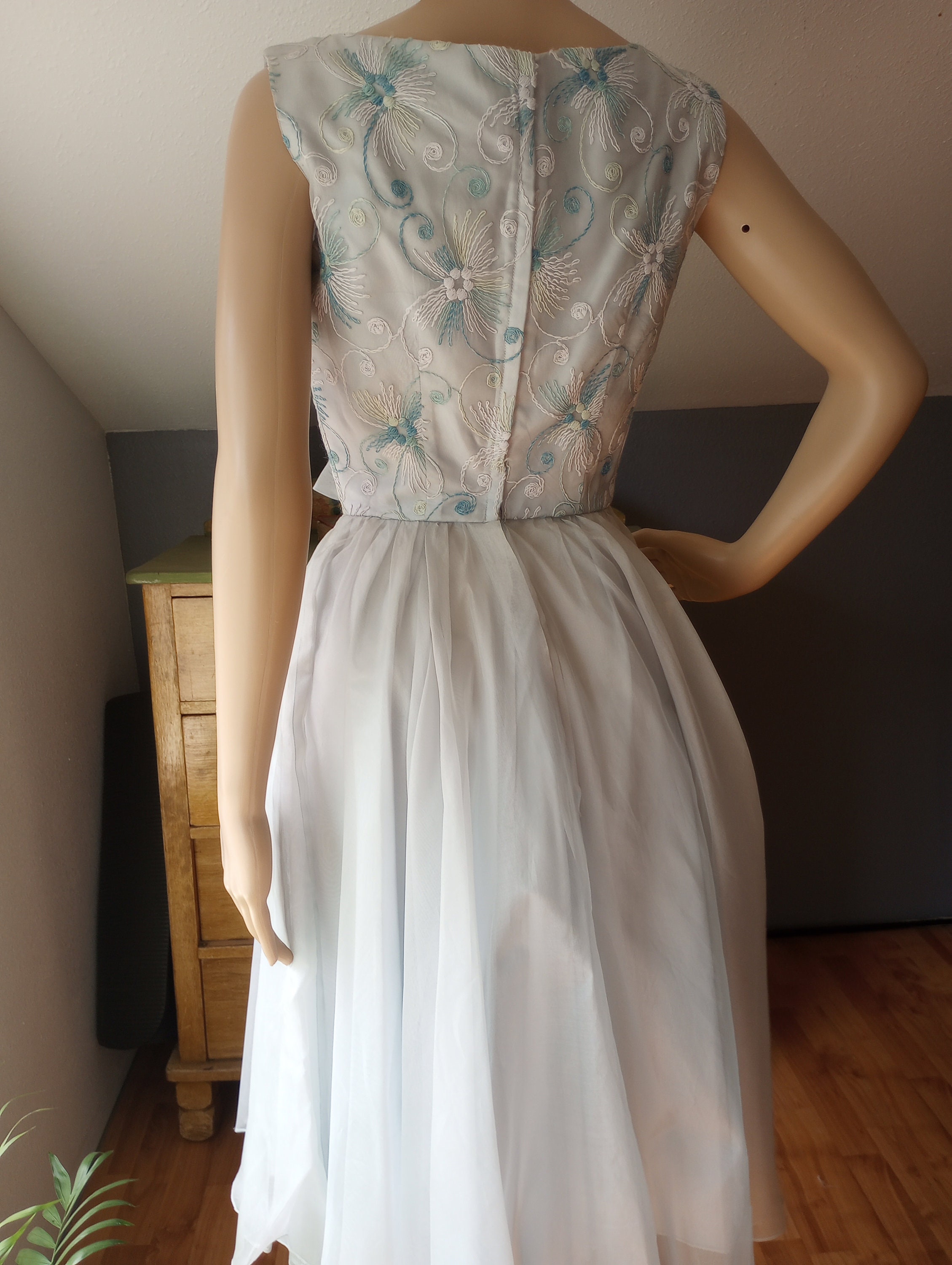 1950s Fit and Flare Light Blue Prom Dress, Jay Herbert, Women's Small ...
