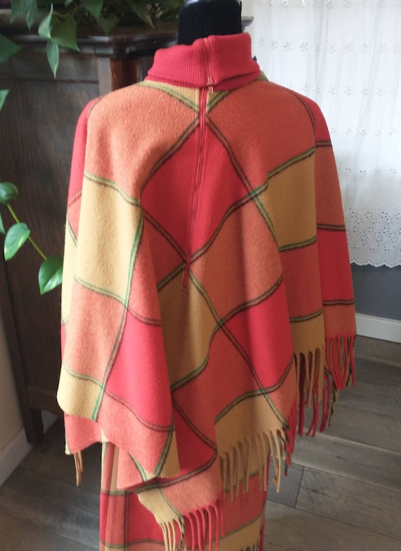 1980 Retro Plaid Pendleton wool poncho cape, skirt, a… - Gem
