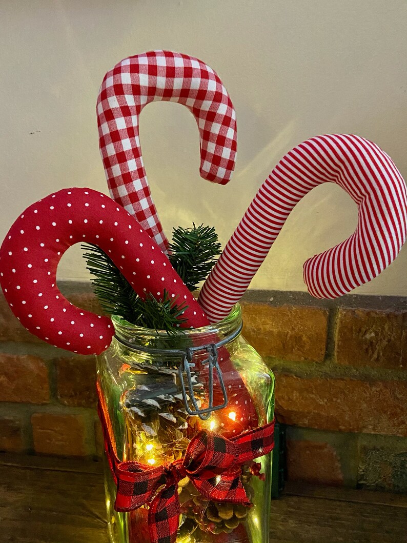 Stuffed Candy Canes - Set of 3 | Plush Candy Cane Ornaments | Christmas ...