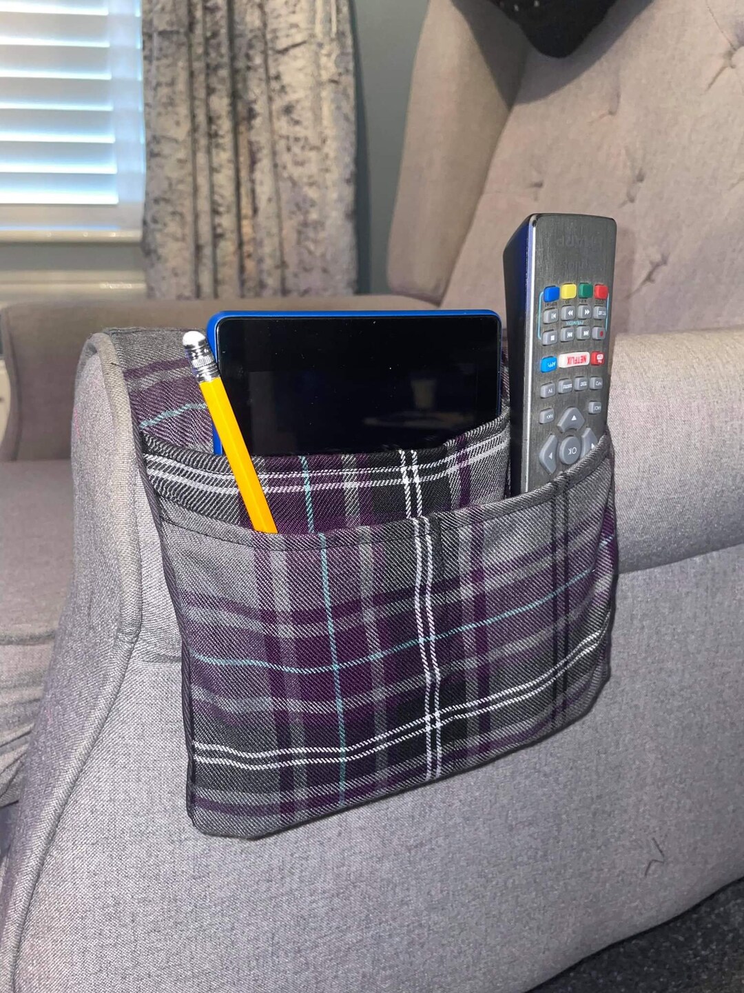 Tartan Arm Chair Organizer Bedside Storage Pocket Sofa Arm - Etsy