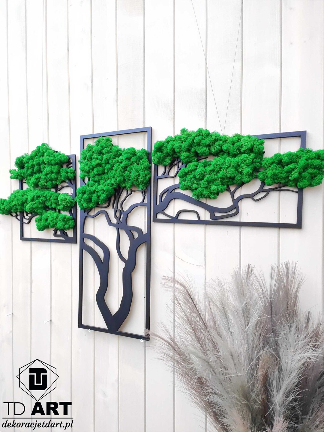 Triptych Tree Moss Bonsai Wall Art Natural triptych With Moss Moss ...