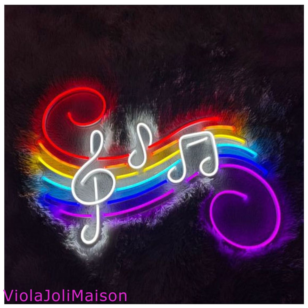 Rainbow Musical Note Neon Led Light Sign Music Eighth Note - Etsy