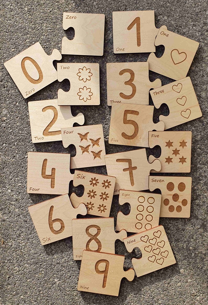 Number Puzzle 0-9, Eng/swe/esp - Etsy