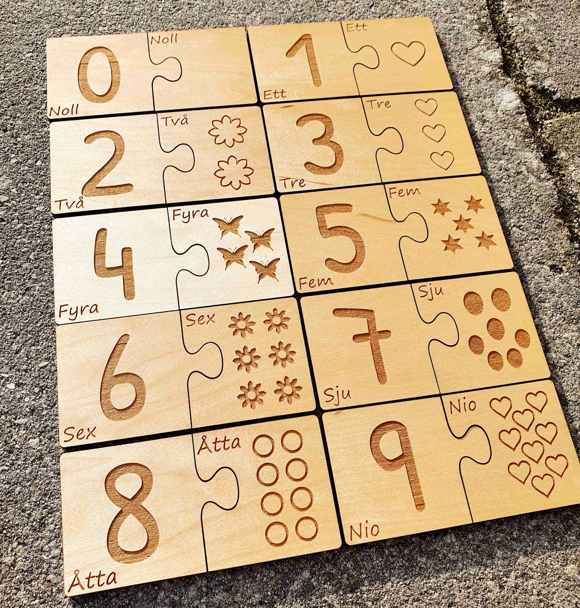 Number Puzzle 0-9, Eng/swe/esp - Etsy