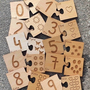 Number Puzzle 0-9, Eng/swe/esp - Etsy