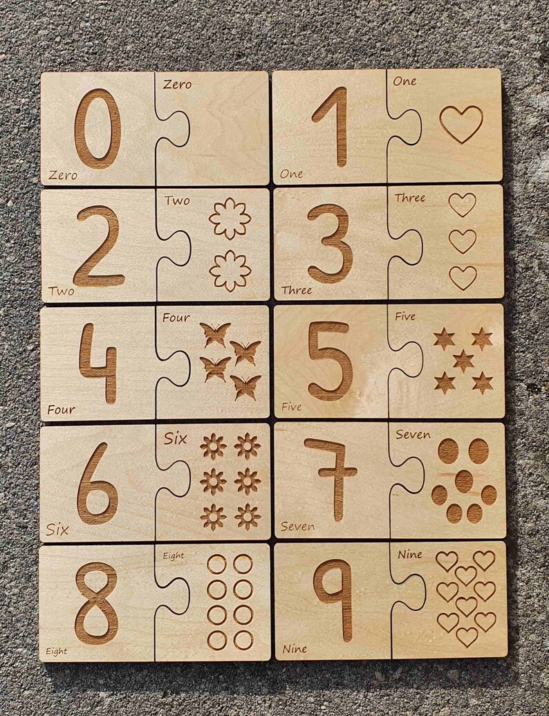Number Puzzle 0-9, Eng/swe/esp - Etsy