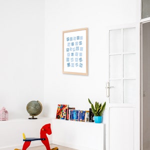 Alphabet Letter Blocks Art Print - Blue, Kids Room, Home Classroom ...
