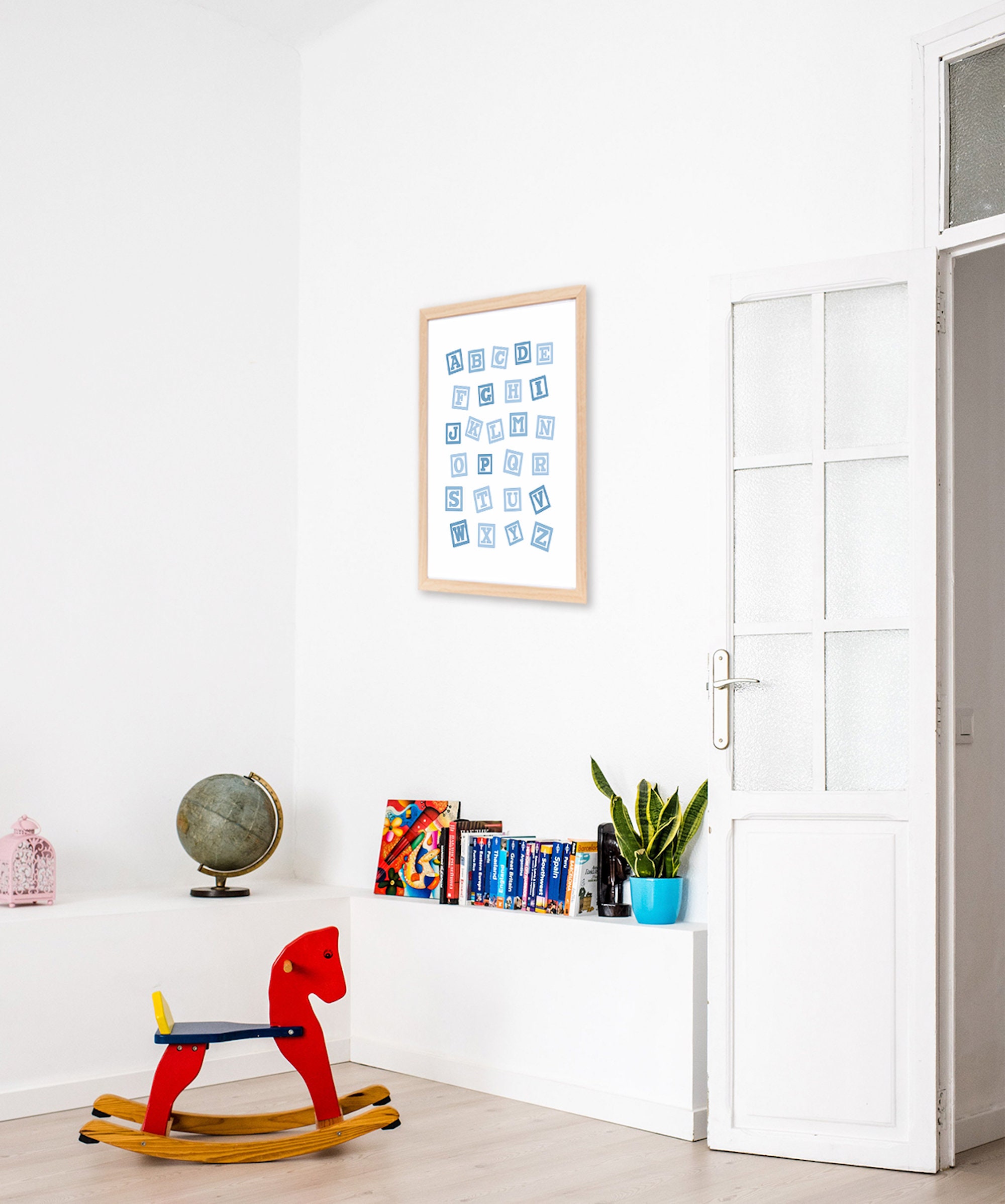 Alphabet Letter Blocks Art Print - Blue, Kids Room, Home Classroom ...