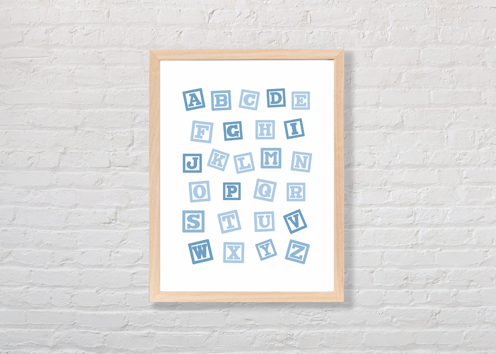 Alphabet Letter Blocks Art Print - Blue, Kids Room, Home Classroom ...