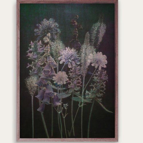 Black Botanical Print Fern Wall Art Dark Botanical Print - Etsy