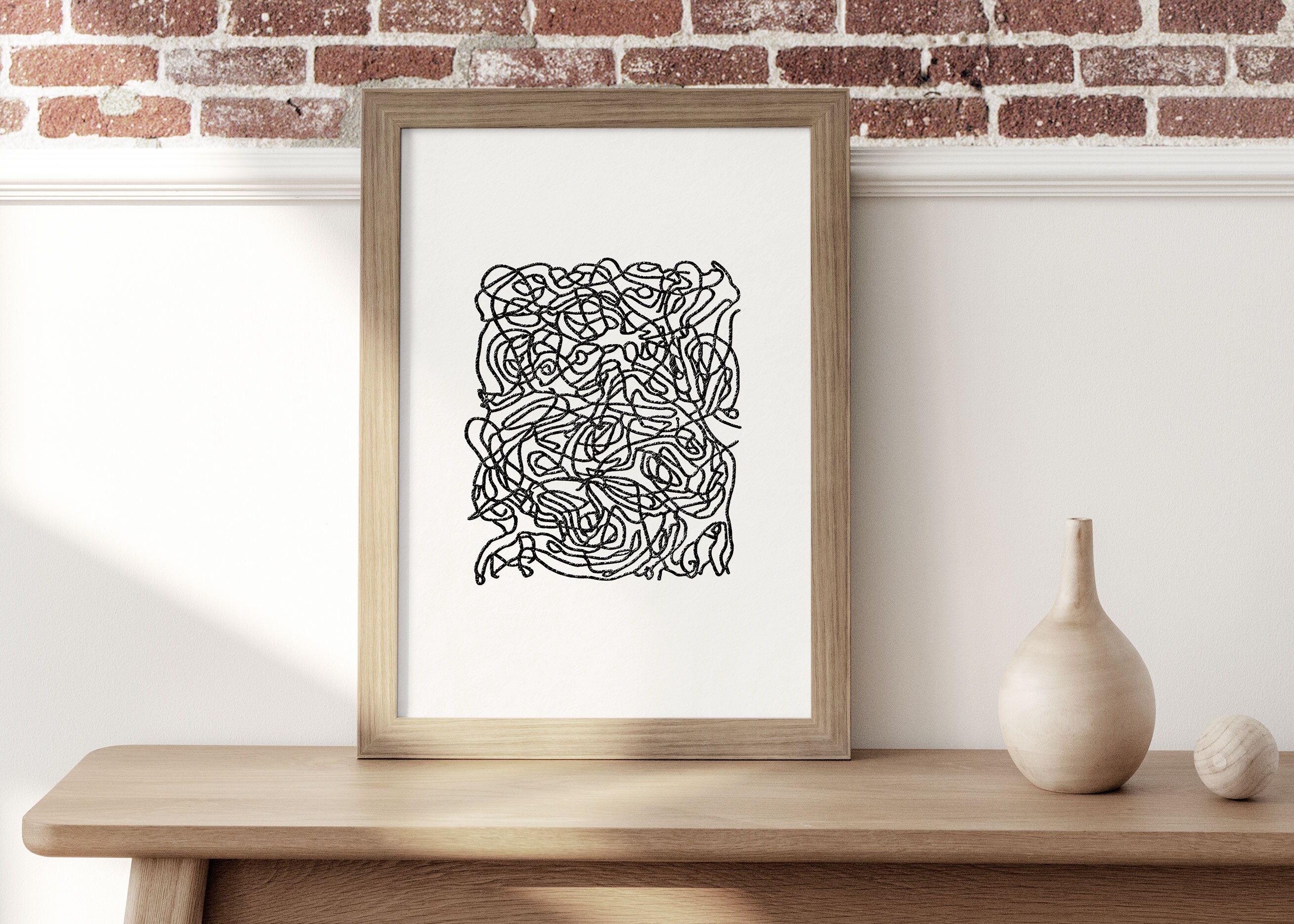 Minimalist Line Drawing Art: Black and White Abstract Print (digital ...