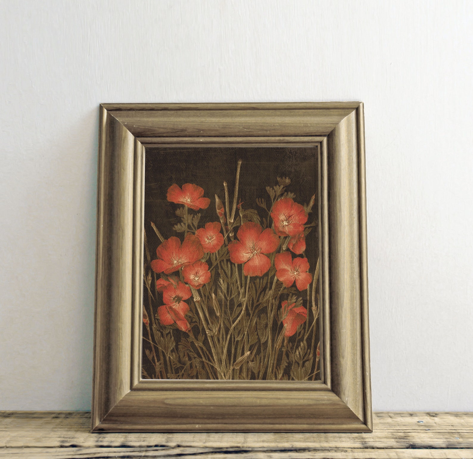 Red Floral Wall Art Dark Wall Decor Black Background Prints - Etsy