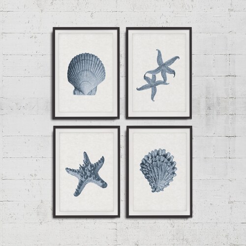 Nautical Bathroom Wall Art Set of 4 Blue Nautical Art Prints - Etsy