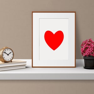 Red Heart Poster, Red Heart Print, Love Wall Art, Heart Print ...