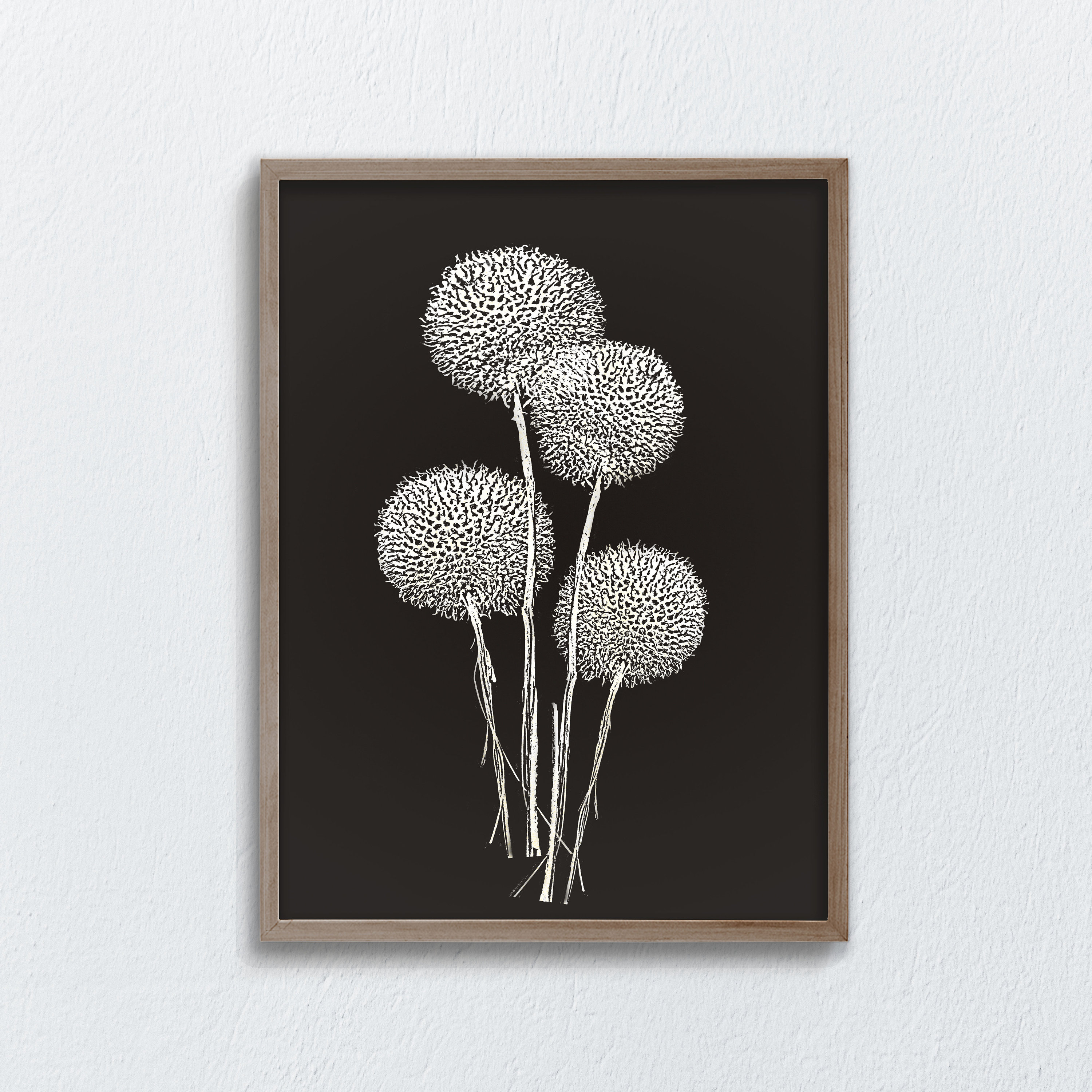 Dark Floral Wall Art Black Botanical Print Wildflower Wall | Etsy