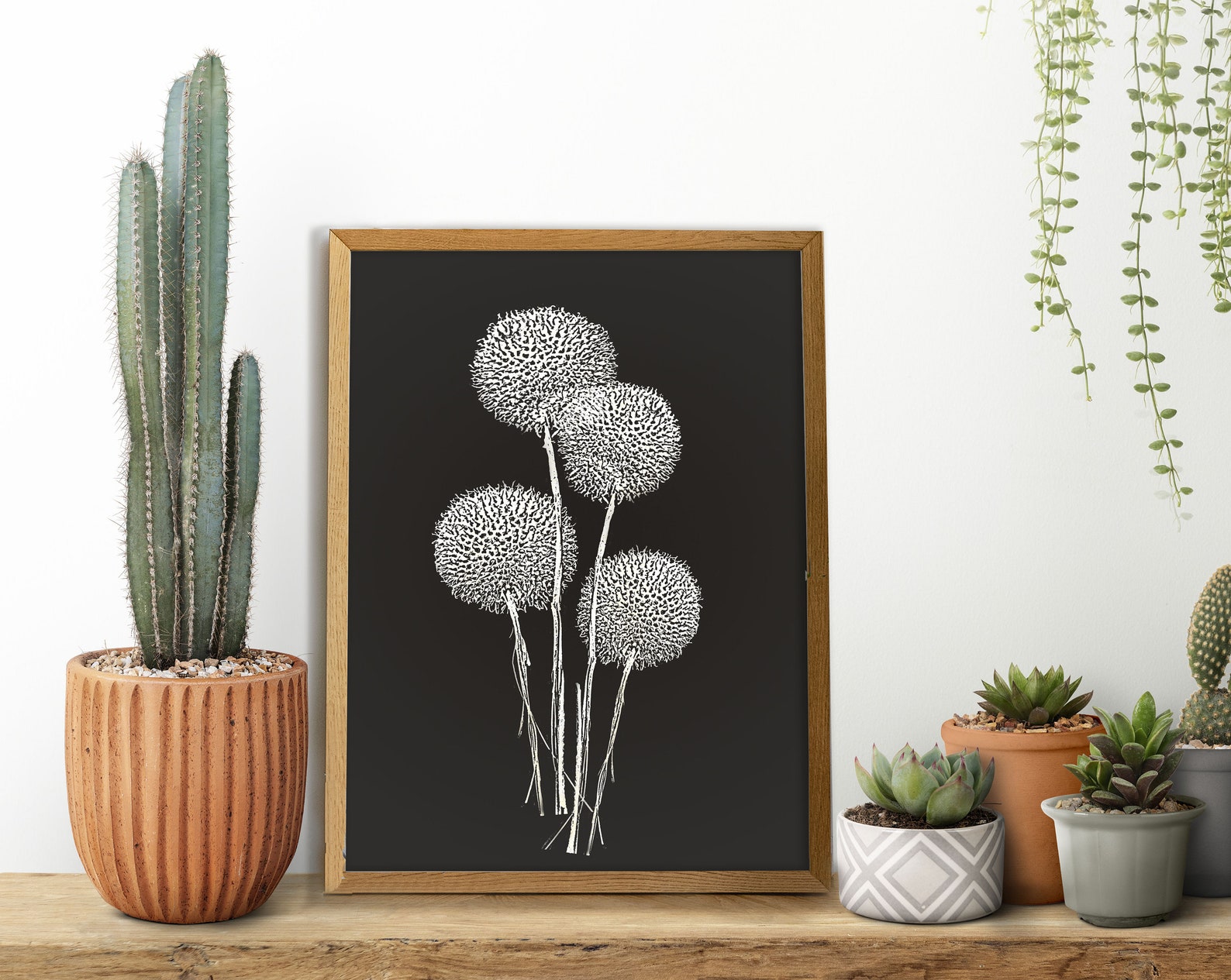 Dark Floral Wall Art Black Botanical Print Wildflower Wall | Etsy