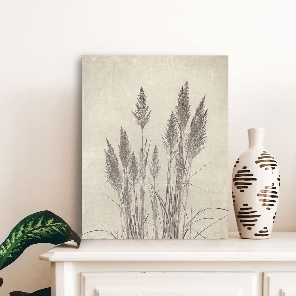 Botanical Sketch Art Pampas Art Print Vintage Botanical - Etsy