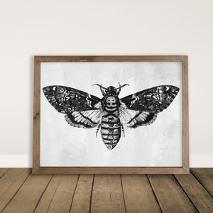 Dark Wall Art, Downloadable Art Prints, Death Head Moth Art, Printable ...