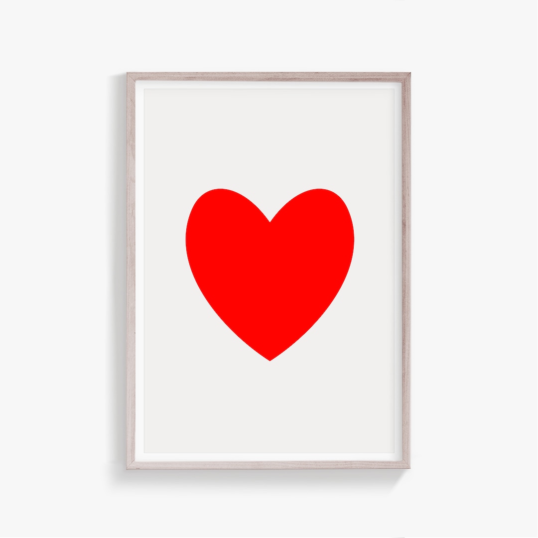 Red Heart Poster Red Heart Print Love Wall Art Heart Print - Etsy