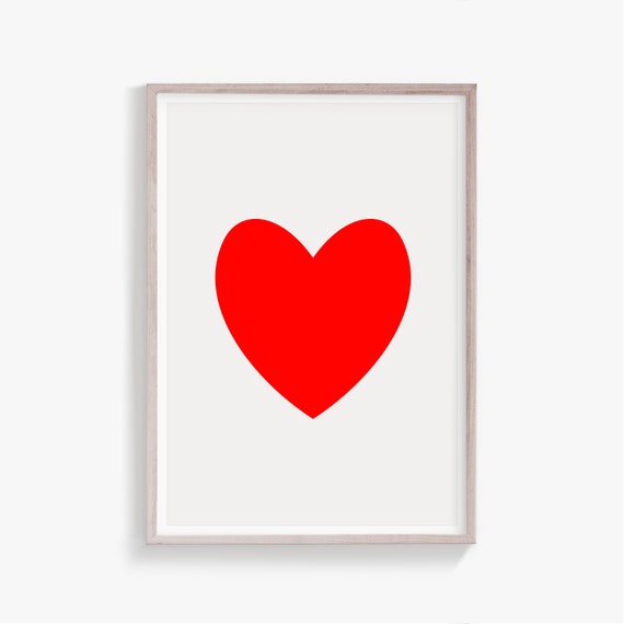 Red Heart Poster Red Heart Print Love Wall Art Heart Print | Etsy