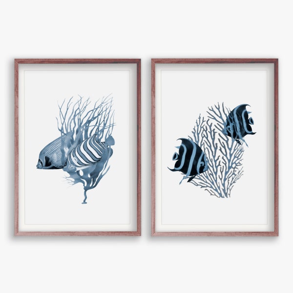 Blue Fish Wall Art - Etsy