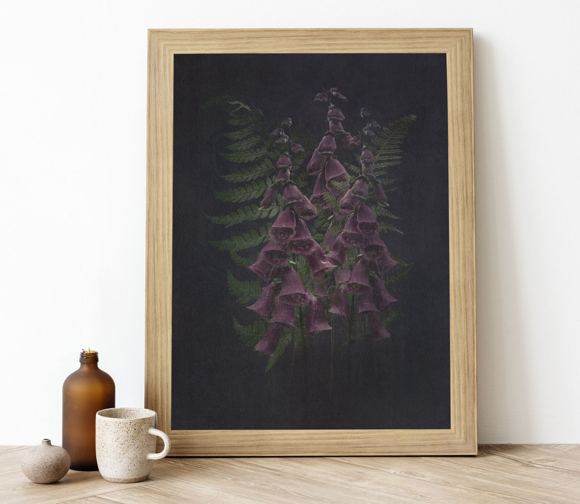 Black Background Botanical Print Dark Botanical Prints Black | Etsy
