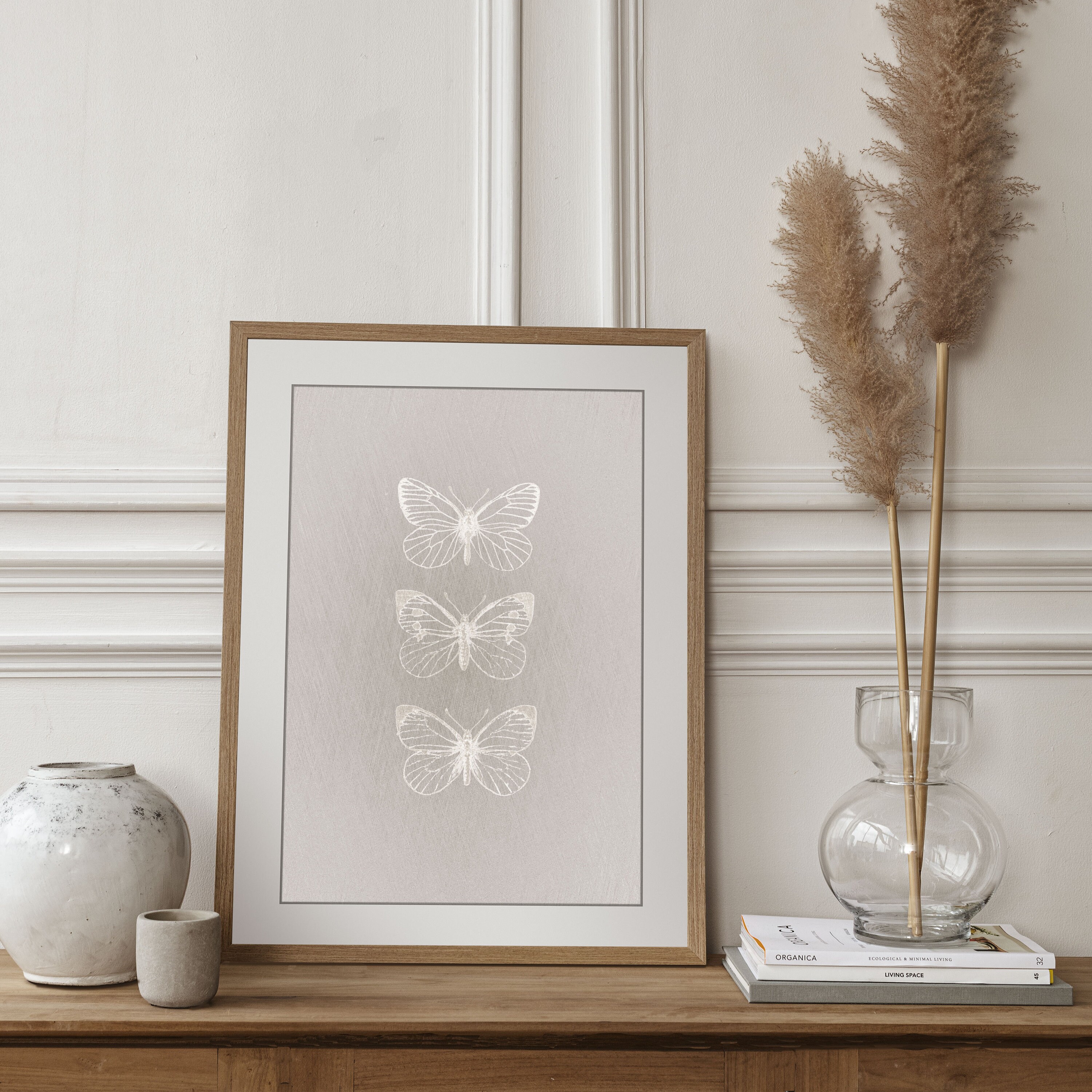 Neutral Butterfly Print Butterfly Wall Art Beige Botanical - Etsy