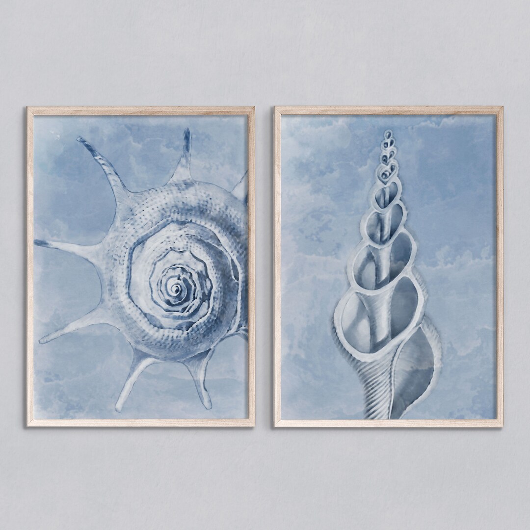 Seashell Art Prints: Coastal Navy Blue Wall Decor (digital Print) - Etsy