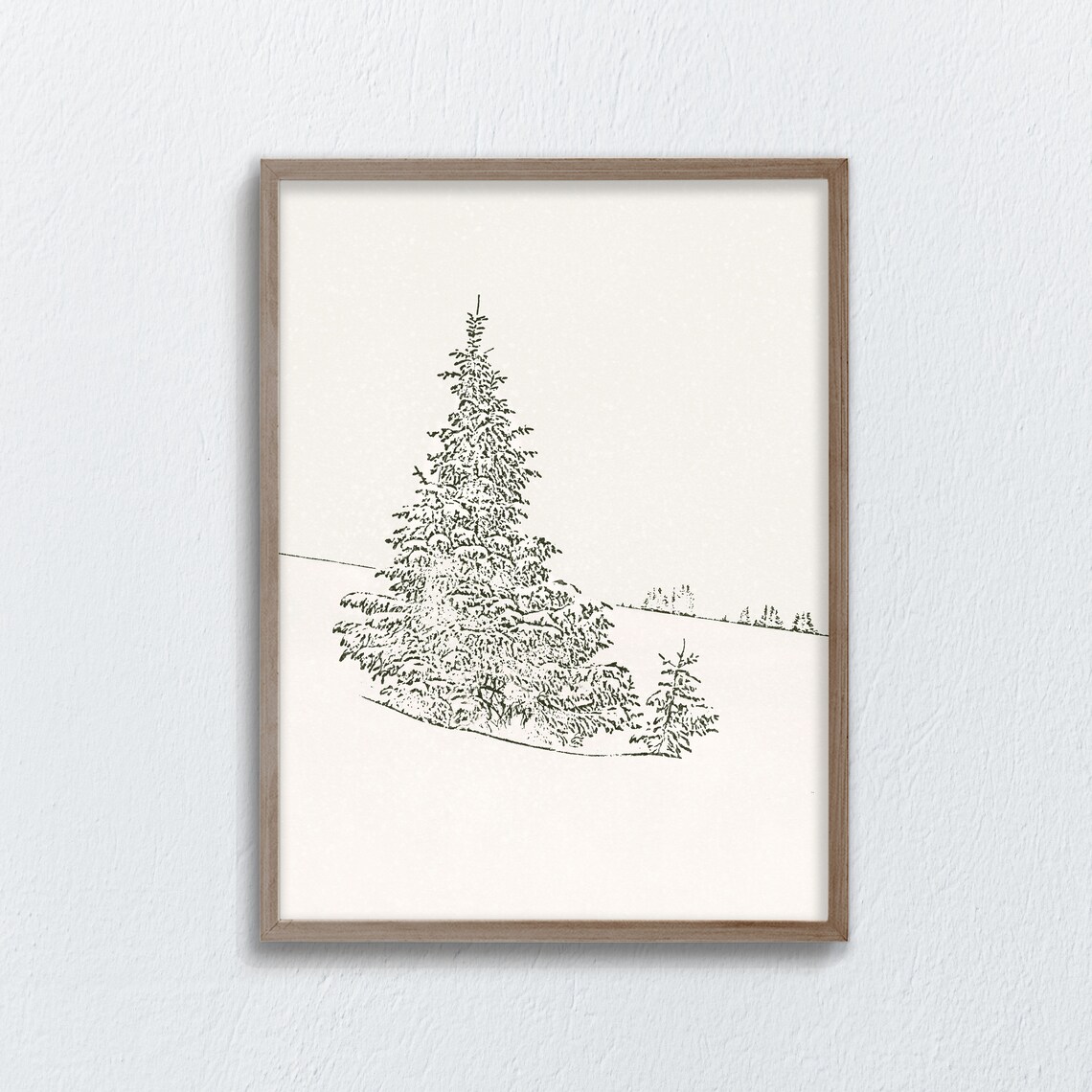 Winter Landscape Pine Tree Sketch Pine Tree Artwork Black - Etsy