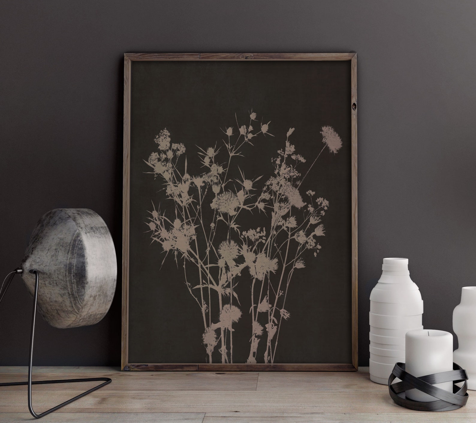 Thistle Wall Art Dark Botanical Print Black Botanical Art - Etsy