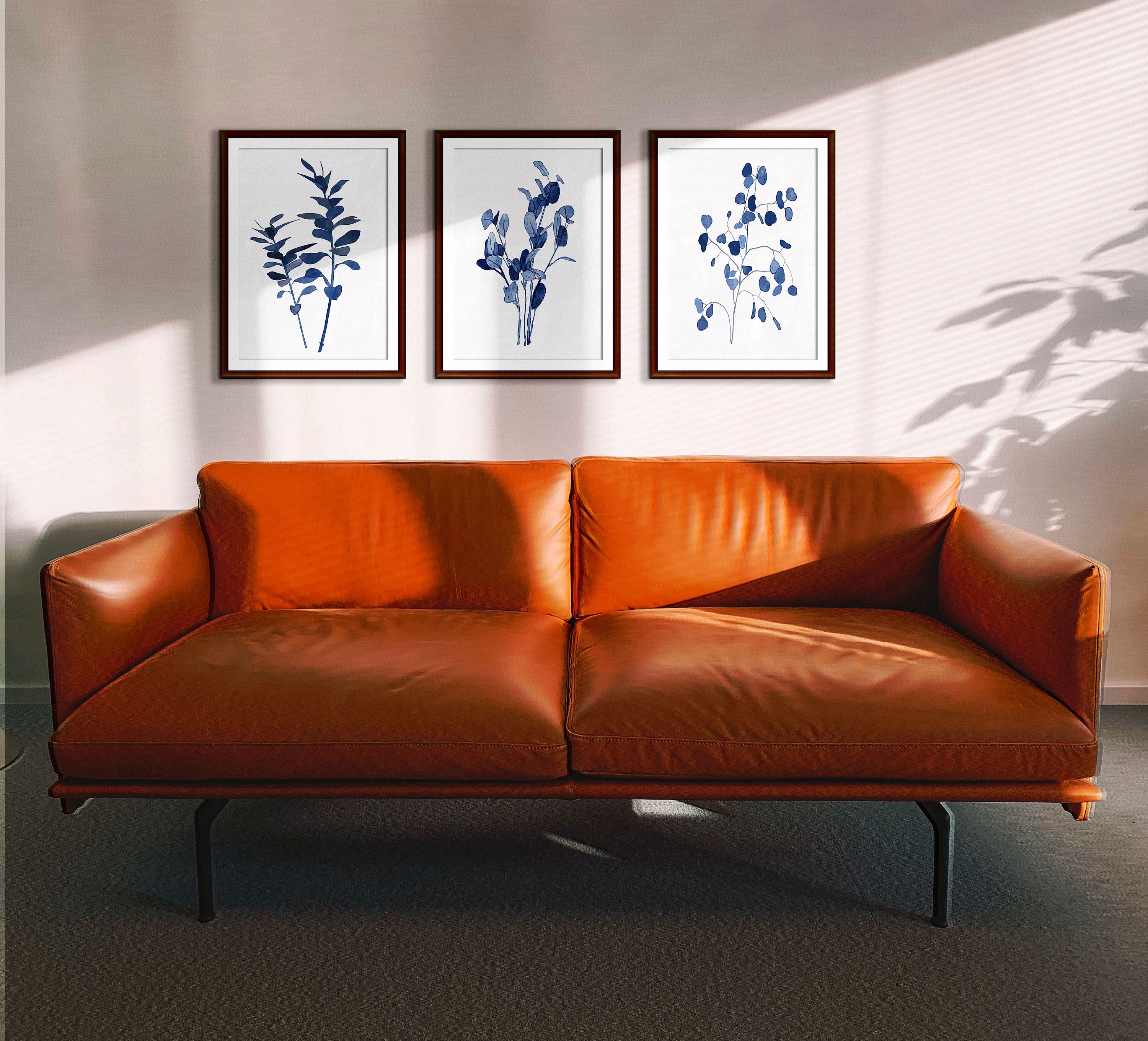 Botanical Print Set Indigo Botanical Set of Three Prints - Etsy